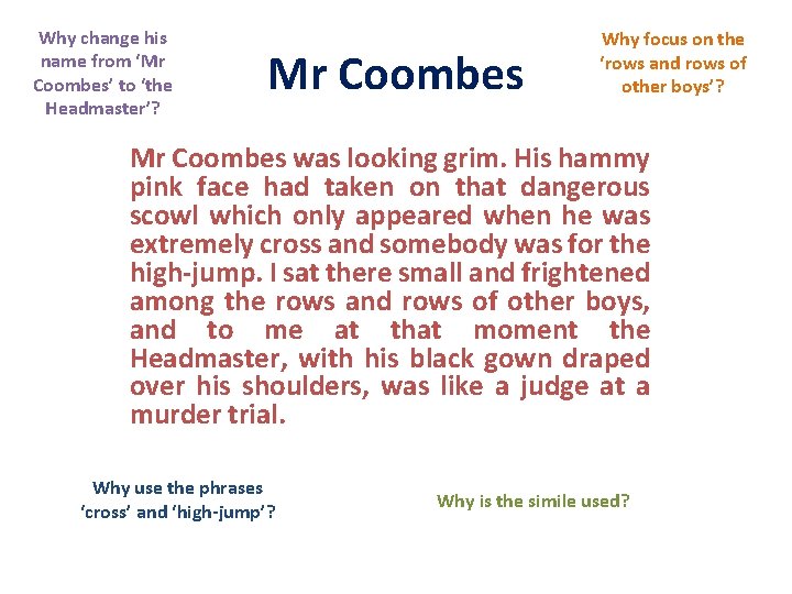 Boy by Roald Dahl Mr Coombes Starter Point