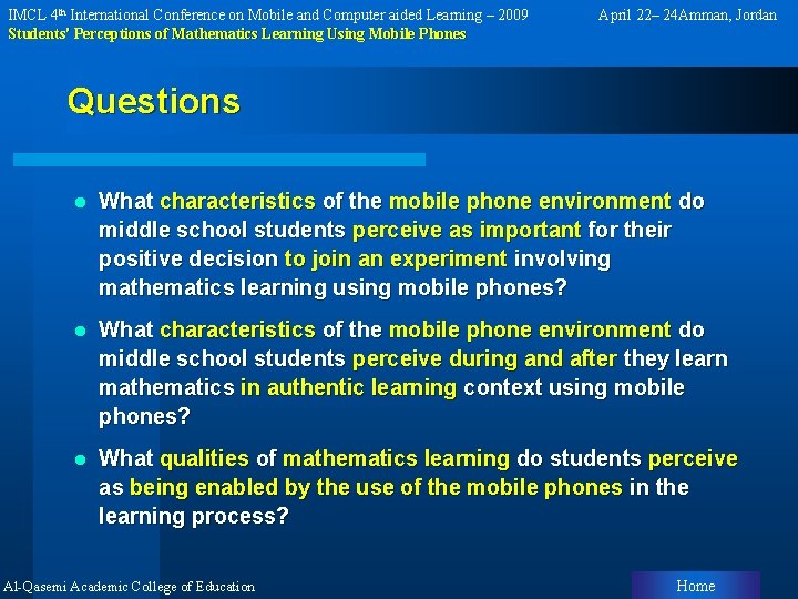 Students Perceptions of Mathematics Learning Using Mobile Phones
