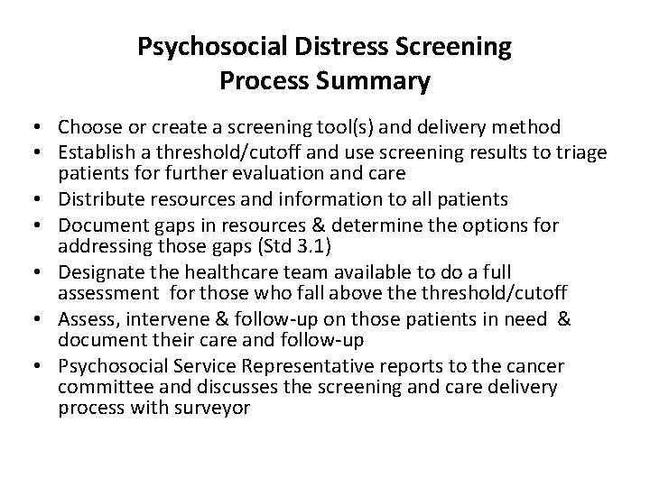 Validated Distress Screening Tools Items Time min Brief