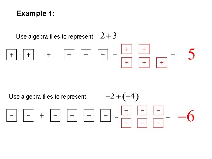 ADDING REAL NUMBERS Section 2 2 Algebra tiles