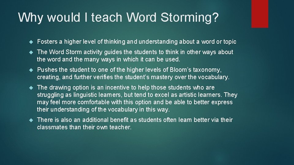 Word Storm Activity A CONTENT LITERACY TOOL BY
