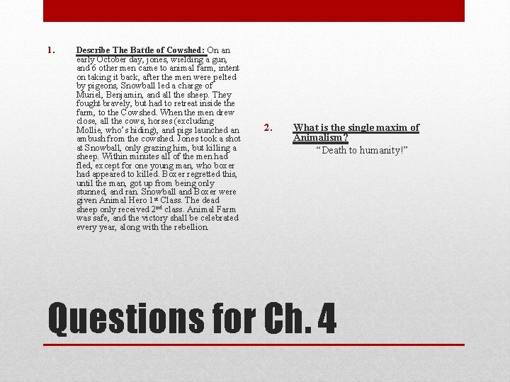 Animal Farm Review Chapter 4 By Ashleigh Miller