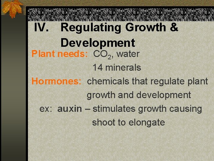 PLANT GROWTH DEVELOPMENT I Germination the process by