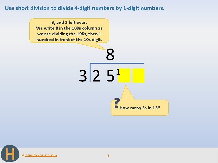 Use short division to divide 4 digit numbers