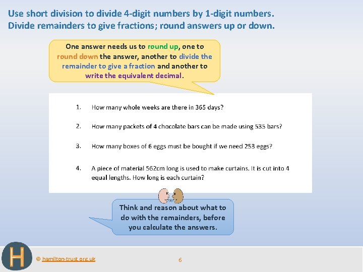 Use short division to divide 4 digit numbers
