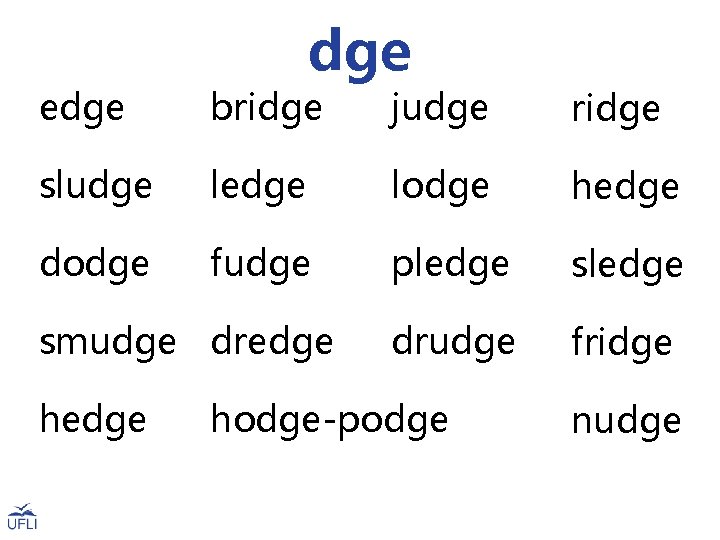Double Letters Trigraphs Word Lists off ff ll