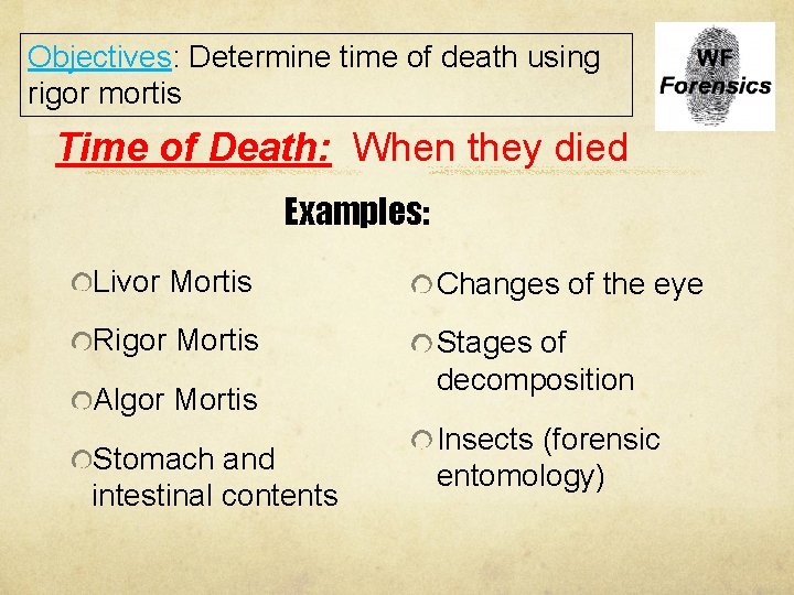 Death Objectives Discover information that can be found