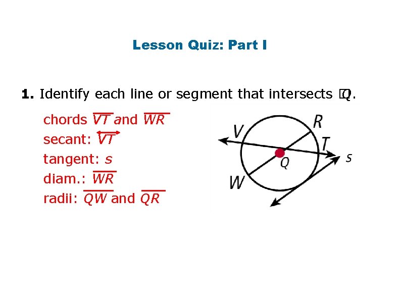 Circles Vocabulary Interior Exterior Radius Diameter Chord Secant