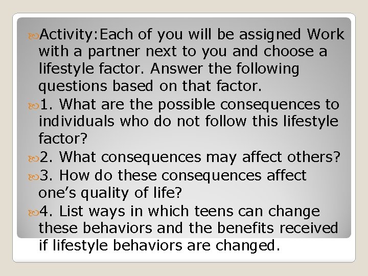 Health Choices and Behavior Wellness and Your Choices