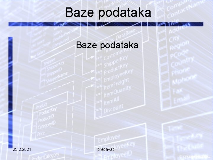 Baze podataka 23 2 2021 predava Baze podataka