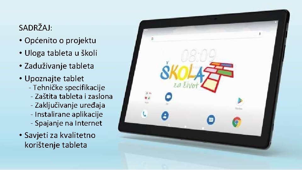 Tablet raunala kola za ivot 2019 2020 Prezentaciju