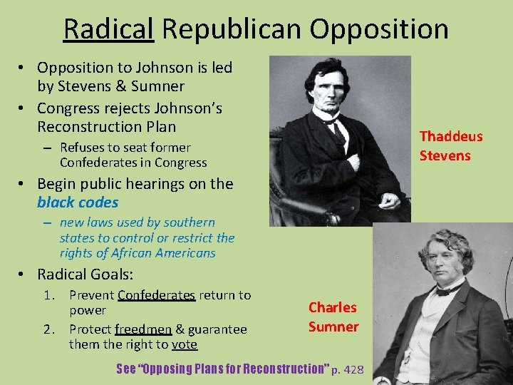 Chapter 12 Section 2 The Battle Over Reconstruction