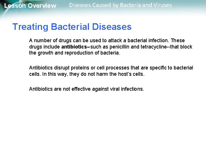 Lesson Overview Diseases Caused by Bacteria and Viruses