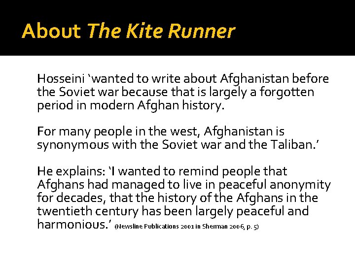 Introduction The Kite Runner by Kahled Hosseini About