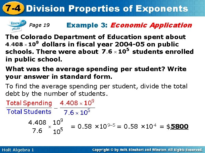 7 4 Division Properties of Exponents Lesson Objective