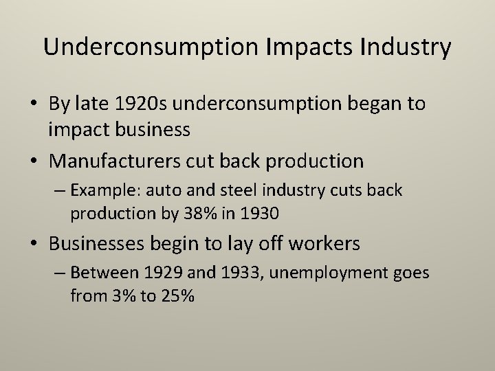 The Causes of the Great Depression Speculative Boom
