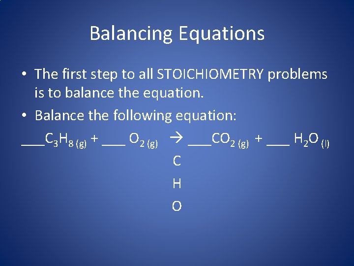 Stoichiometry Stoichiometry The process of using a balanced