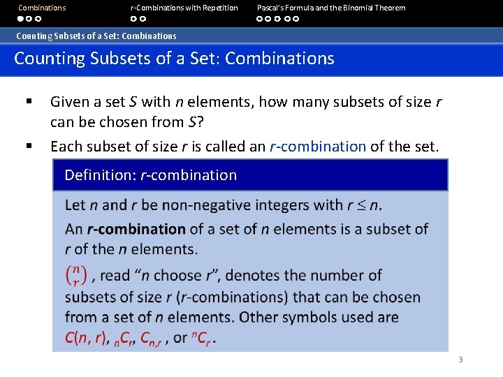 Combinations rCombinations with Repetition Pascals Formula and the