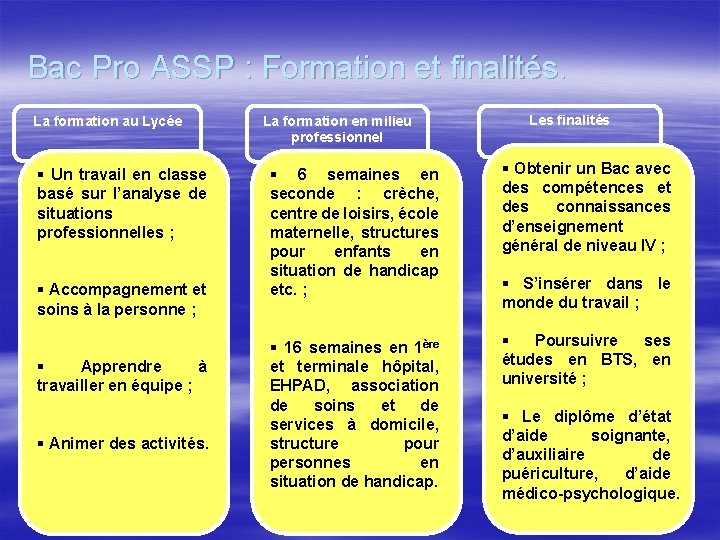 Bac Pro ASSP Accompagnement Soins et Services la