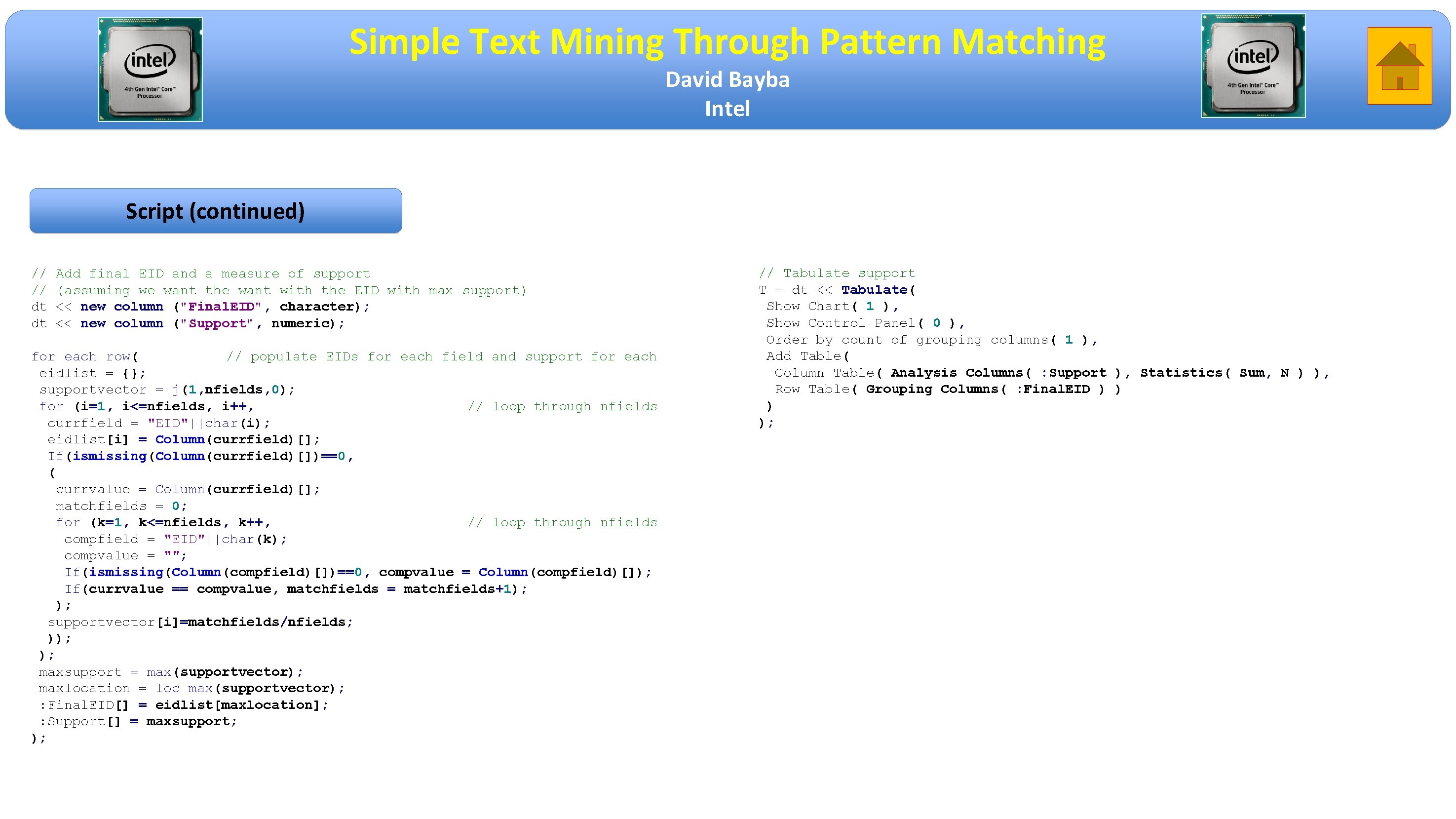 Simple Text Mining Through Pattern Matching David Bayba