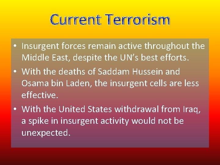Terrorism in the Middle East Background Modern Islamic
