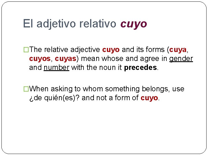 Apuntes 5 3 Pronombres relativos Imagina Leccin 5