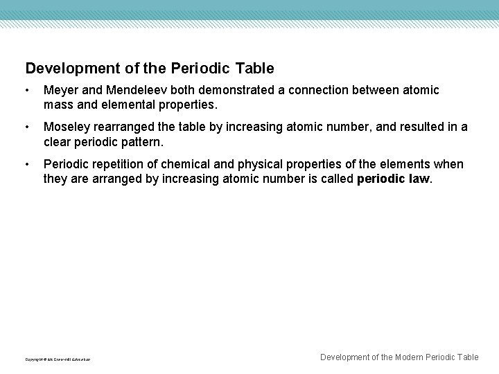 Section 1 Development of the Modern Periodic Table
