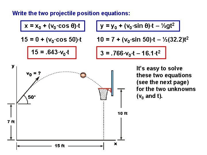 Projectile Motion Example Problem 3 In the previous