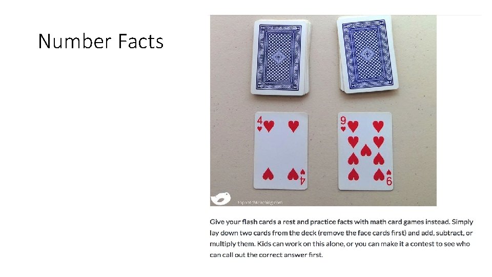 Practical Mathematics Activities Card Games Number Facts Bingo