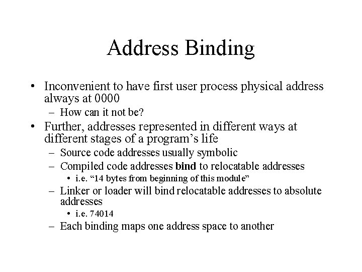 Cosc 4740 Chapter 7 Main Memory Background Program