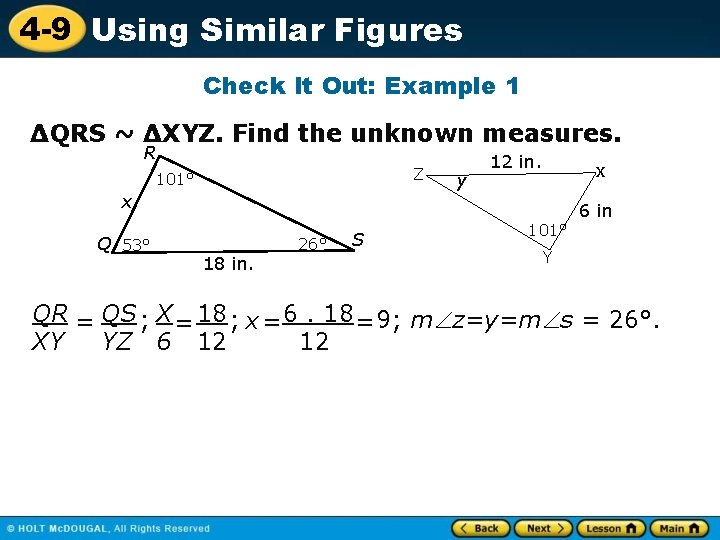 4 9 Using Similar Figures Vocabulary indirect measurement