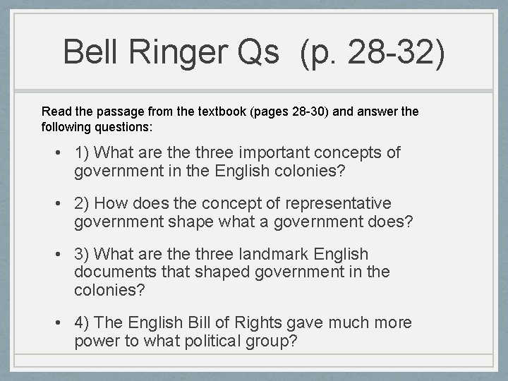 Our Political Beginnings Basic Concepts of Colonial Government