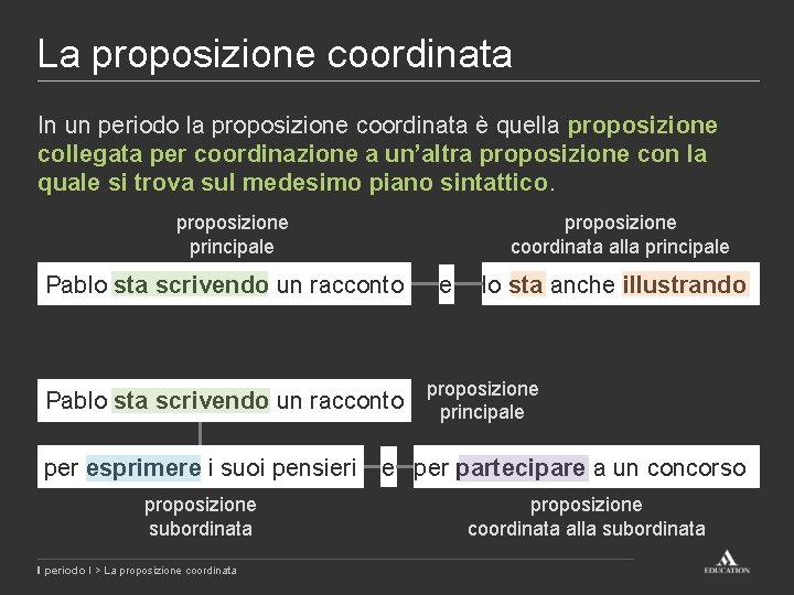 Il periodo I Coordinazione e subordinazione Che cos
