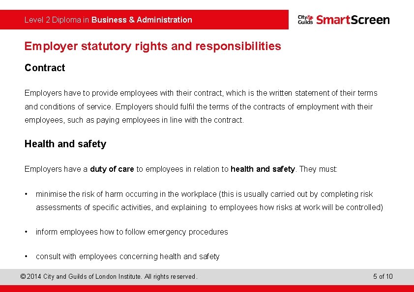 Level 2 Diploma in Business Administration Employee rights