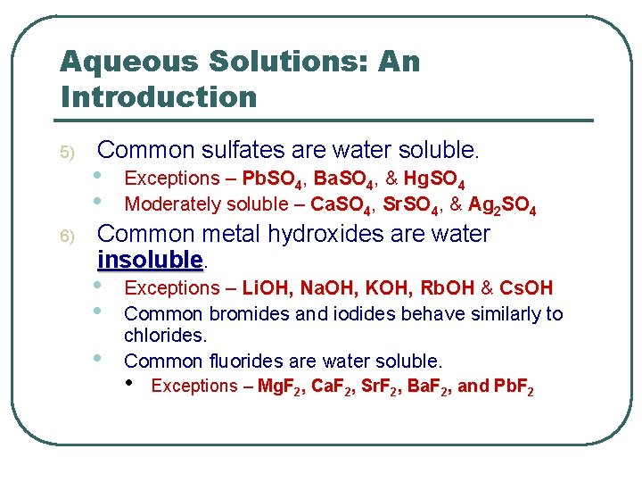 Solubility Guidelines for Compounds in Aqueous Solutions 1