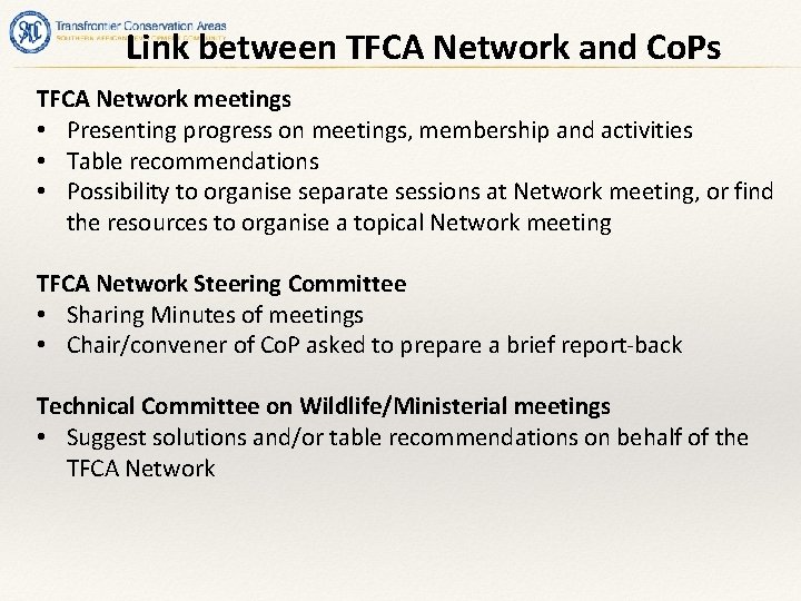 Overview of the Network Lisa Blanken TFCA Network