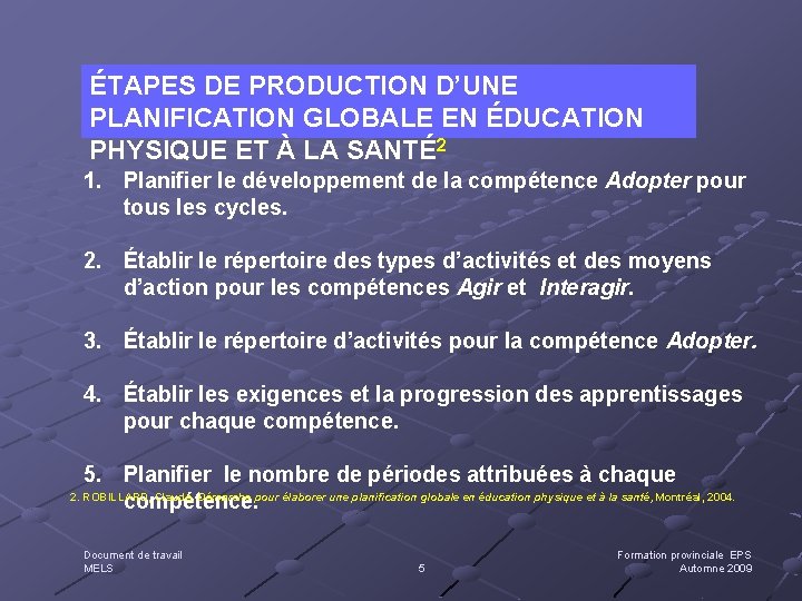 La planification globale et le dveloppement des comptences