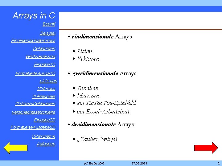 Arrays in C Begriff Beispiel Eindimensionale Arrays Deklarieren