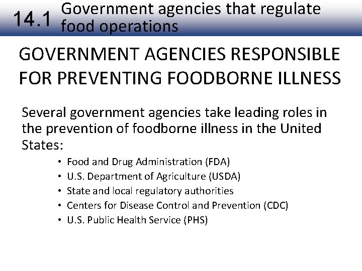 Chapter Number 14 Food Safety Regulations and Standards