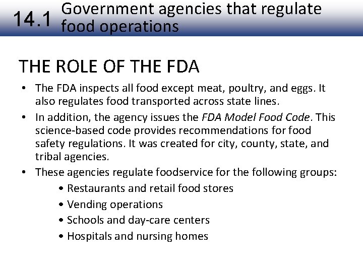 Chapter Number 14 Food Safety Regulations and Standards