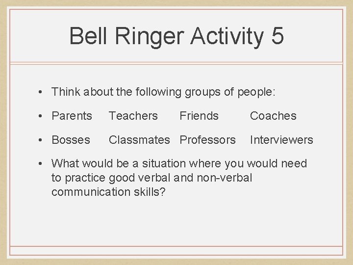 Unit 5 6 Improving Communication Skills SELFAWARENESS Bell