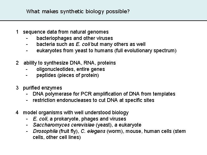 Synthetic biology Genome engineering Chris Yellman U Texas