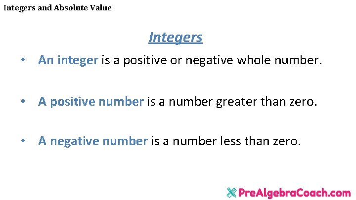 Integers and Absolute Value Unit 1 Lesson 5