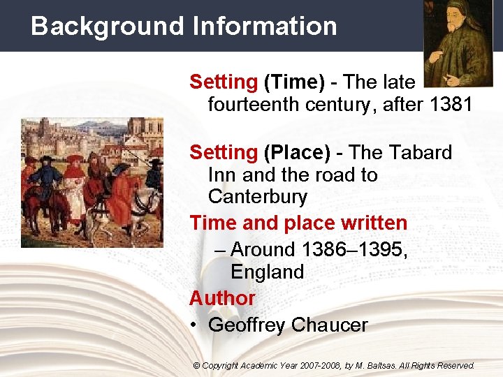 The Canterbury Tales Class Notes Copyright Academic Year