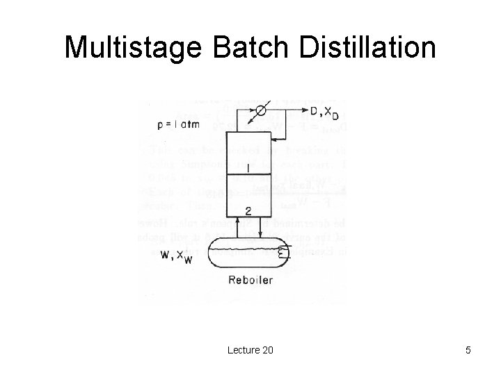 Batch Distillation Uses o Relatively small amounts of