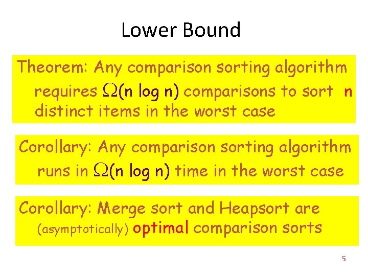 Chapter 8 1 Lower Bound of Comparison Sorts