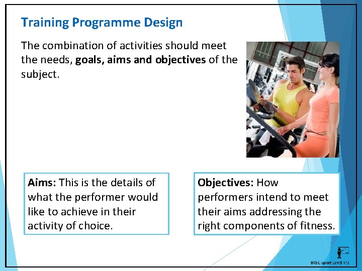 Unit 3 Training for Personal Fitness Learning objectives