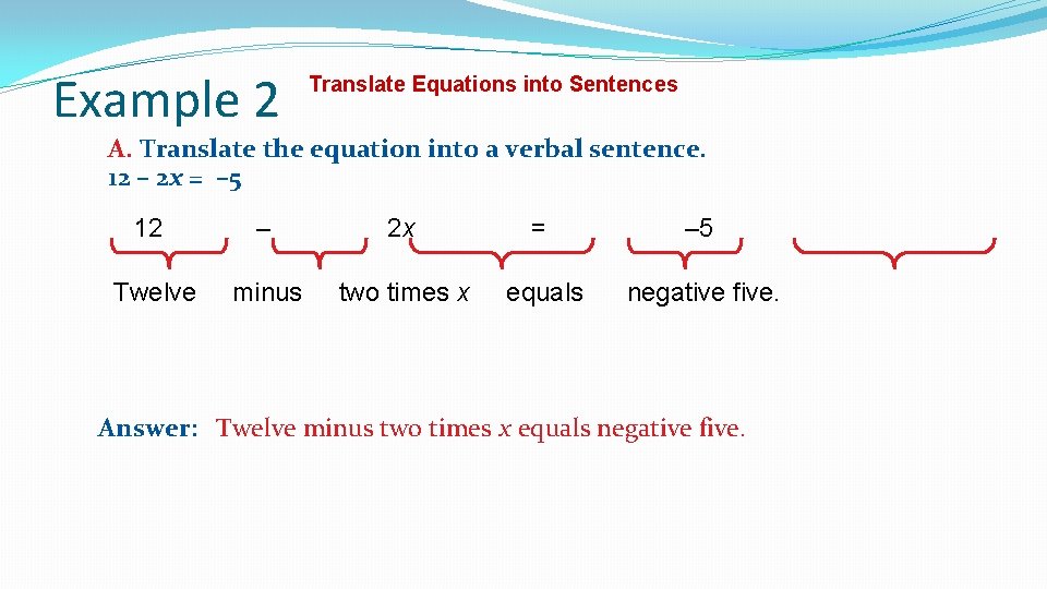 Section 2 1 Writing Equations Algebra 1 By