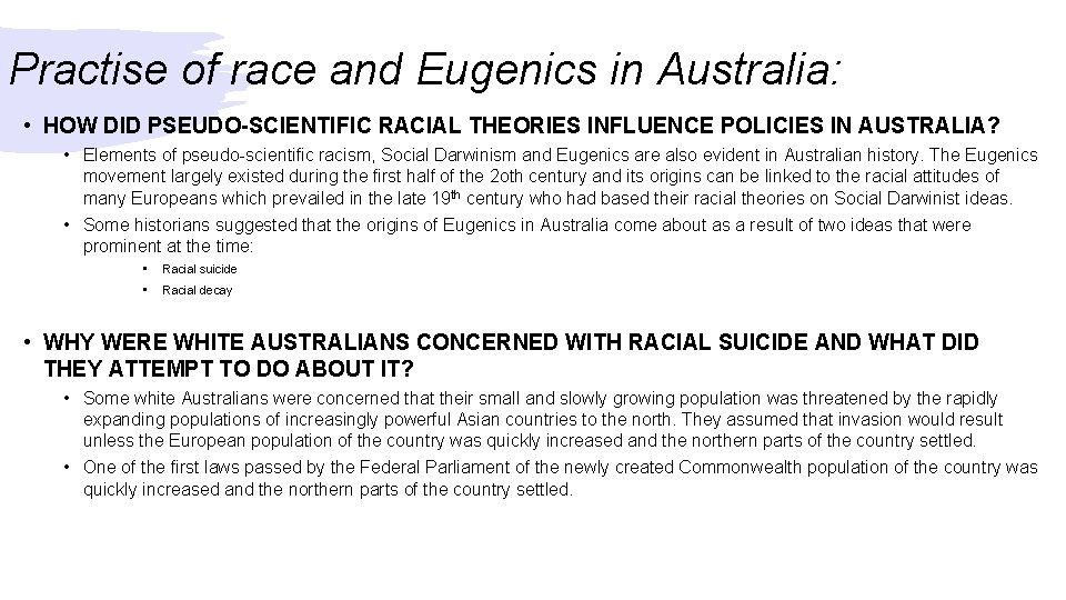 Grade 11 History Pseudo Scientific ideas about race