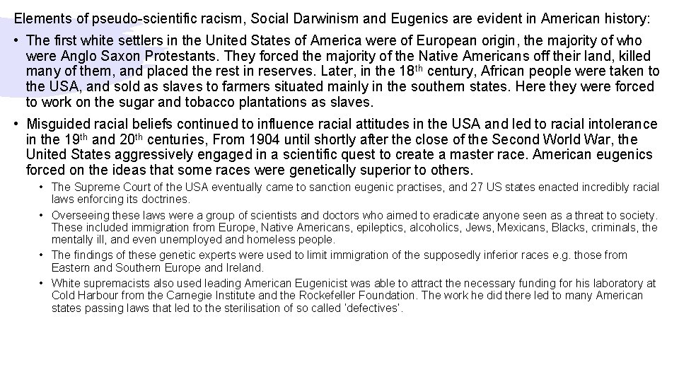 Grade 11 History Pseudo Scientific ideas about race